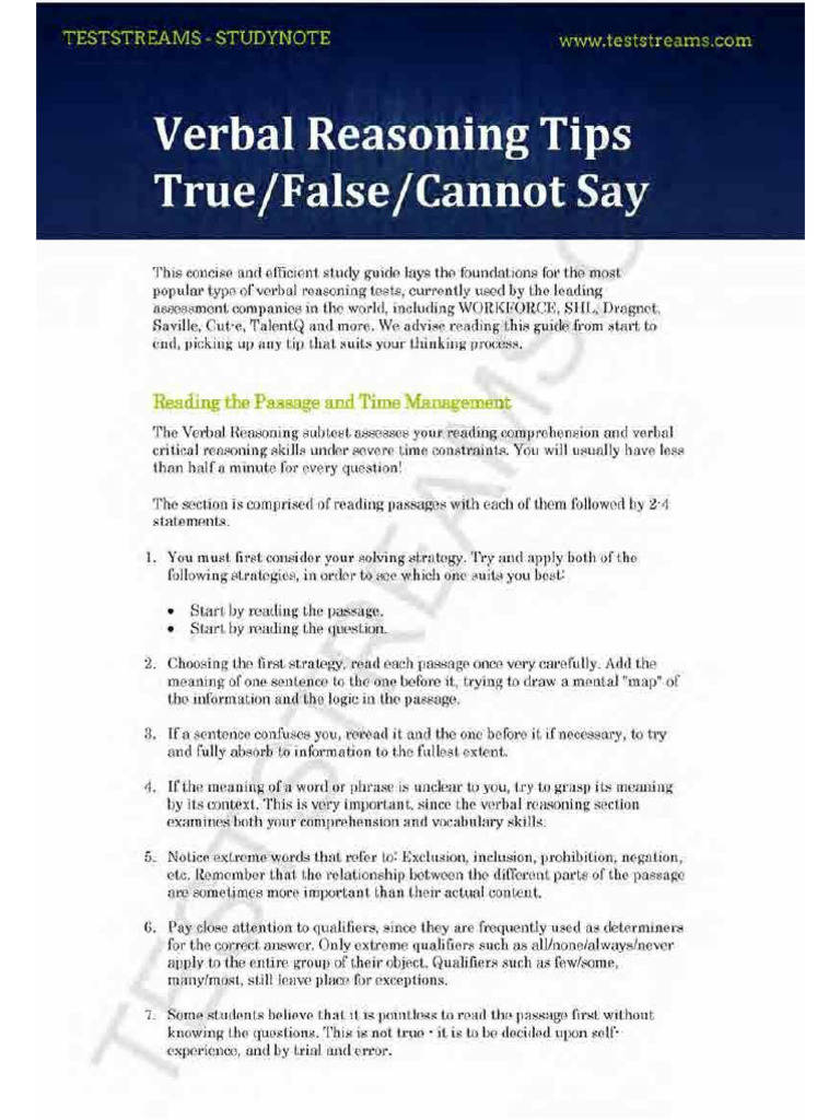 VERBAL REASONING STUDY NOTE DOWNLOAD k3d9mb | PDF