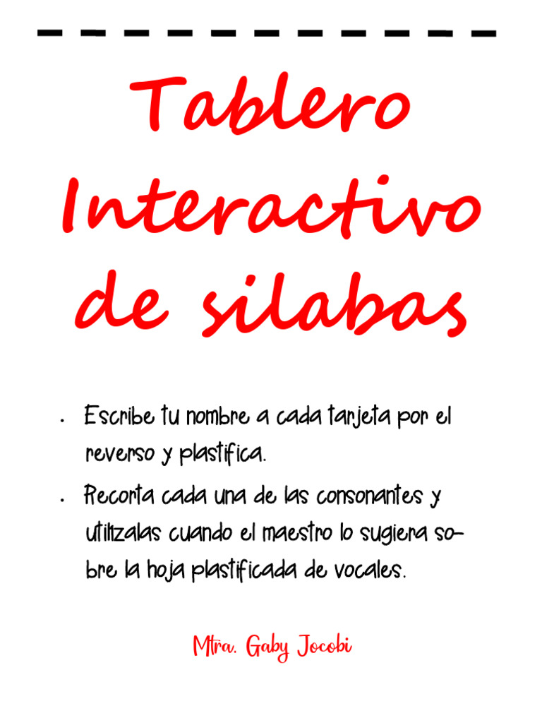 Tablero Interactivo de Silabas | PDF