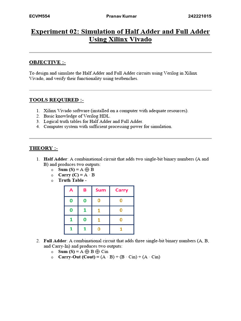 EXP-2 | PDF | Digital Electronics | Computer Engineering