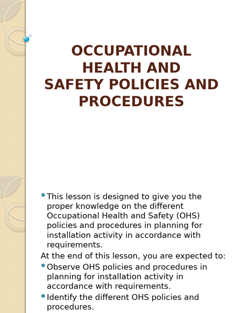 OHS Policies for Safe Computer Work | PDF | Occupational Safety And ...