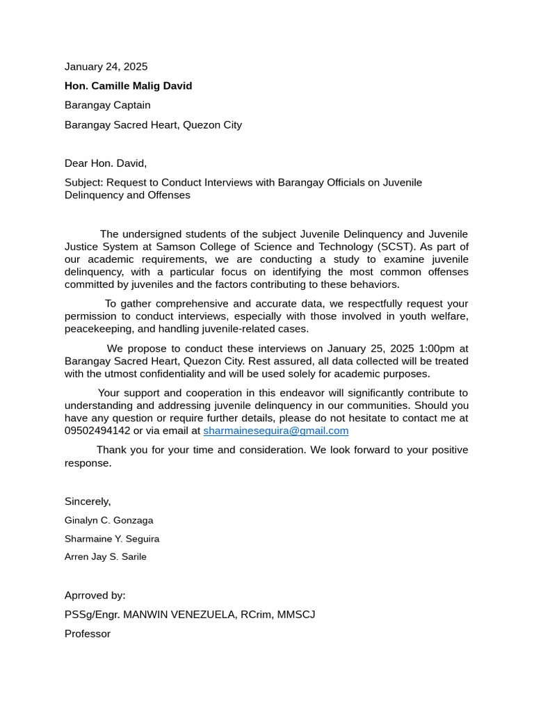 Barangay Letter | PDF