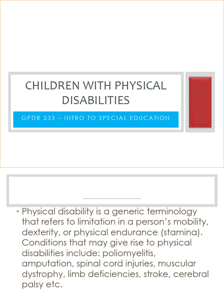 Understanding Physical Disabilities in Children | PDF | Cerebral Palsy ...