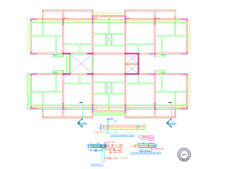 Typical Parapet Plan and Details | PDF