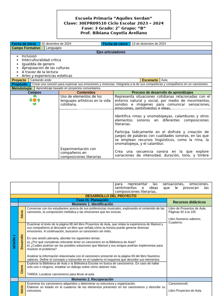 Proyecto2doGrado Cantando Ando | PDF | Canciones | Las emociones