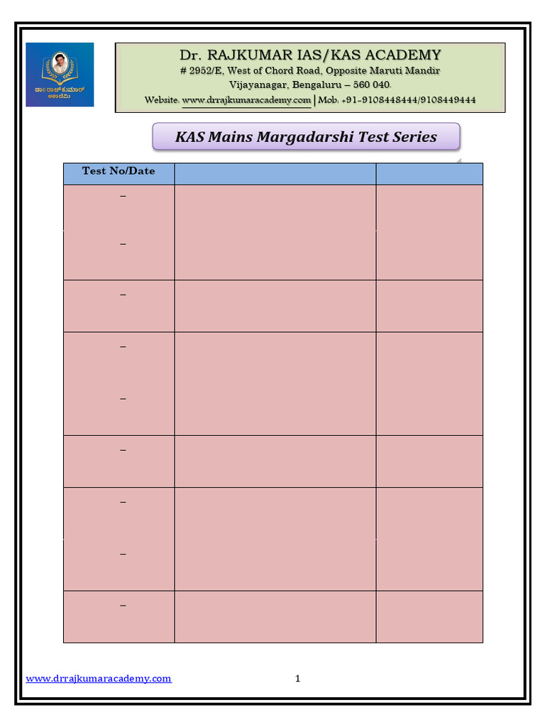 KAS Mains Test Series Schedule | PDF | Natural Environment | Economies
