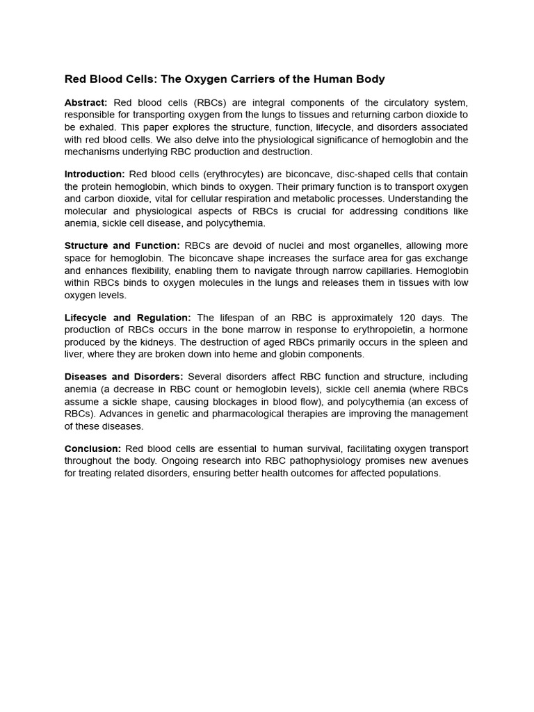 Red Blood Cell | PDF