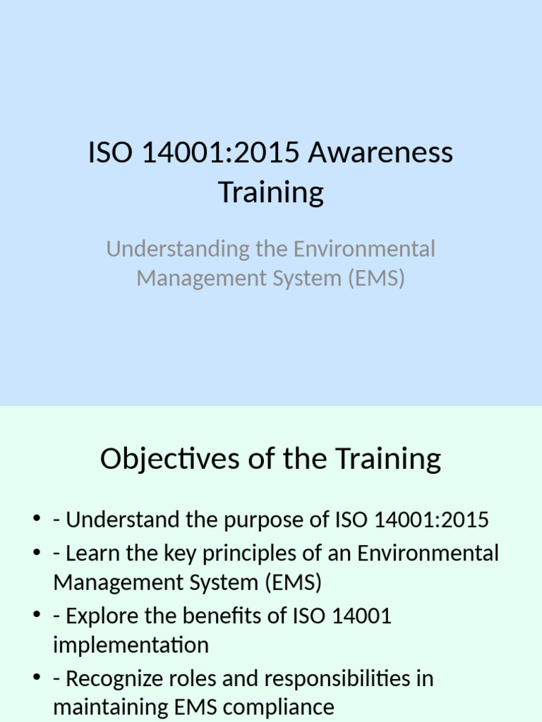 ISO 14001 2015 Awareness Training | PDF