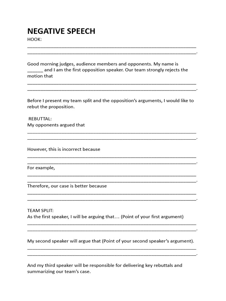 BASIC NEGATIVE DEBATE FORMAT | PDF | Argument | Evidence