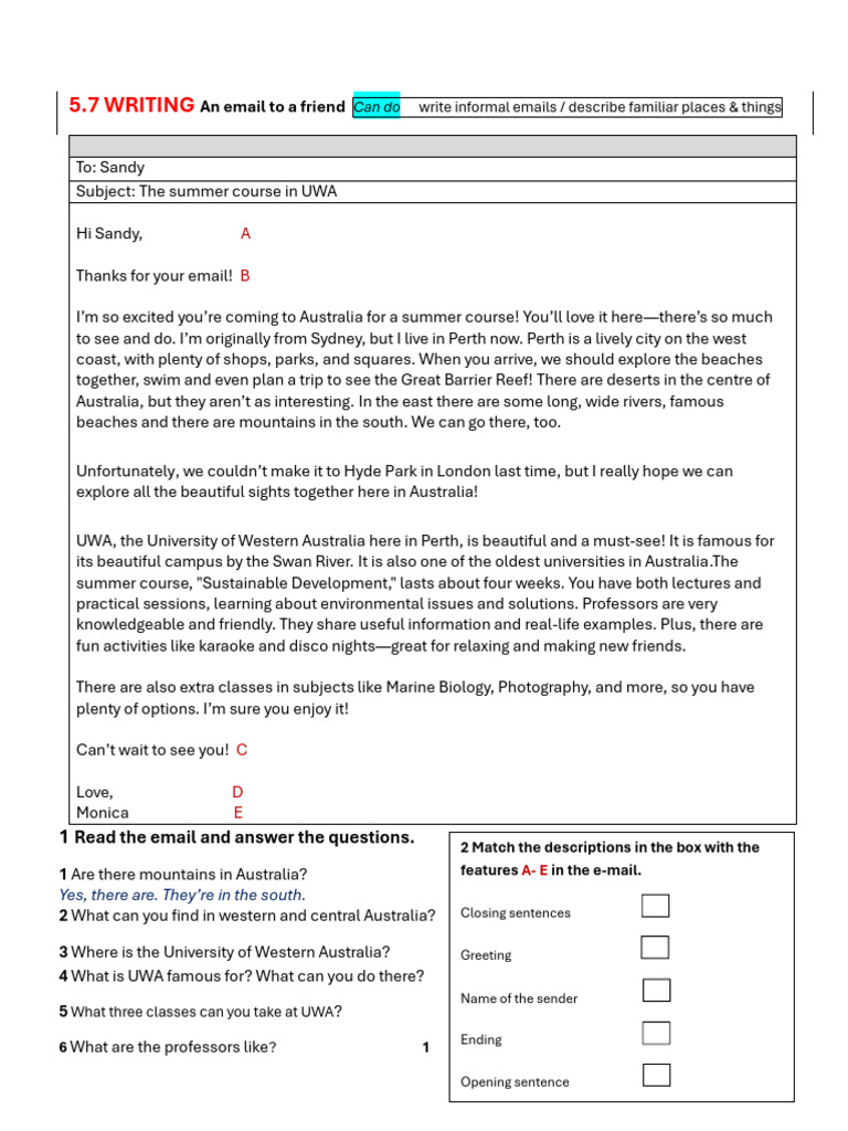 Informal Email Example to a Friend | PDF