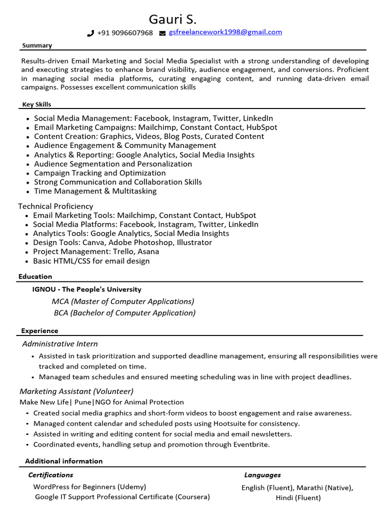Gauri S.: MCA (Master of Computer Applications) BCA (Bachelor of ...