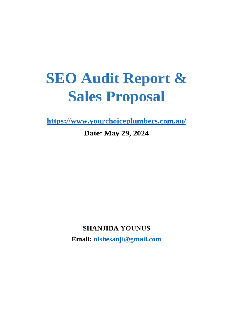 SEO Salse Proposal for Yourchoiceplumbers.com-1 | PDF | Search Engine Optimization | Hypertext