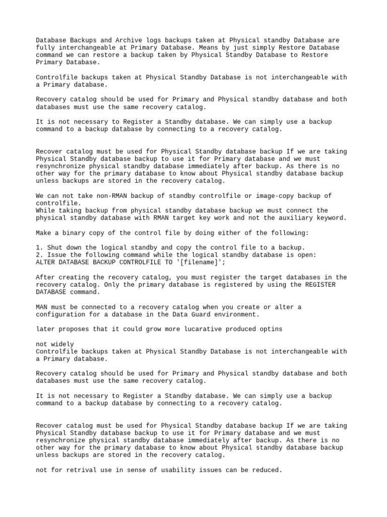 Database Backups and Archive Logs B | PDF | Backup | Databases