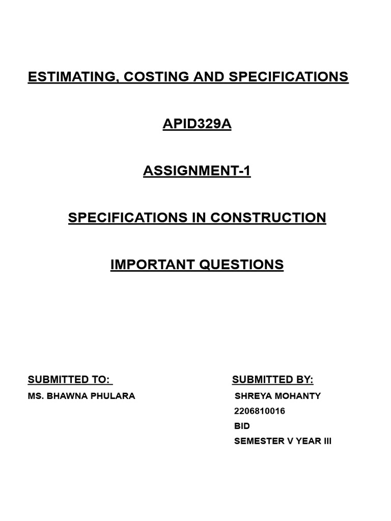 Construction Specifications Overview | PDF | Specification (Technical ...