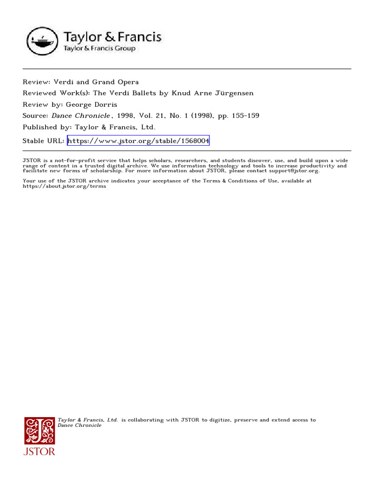 Verdi and Grand Opera (Dorris, 1998) | PDF | Opera | Compositions
