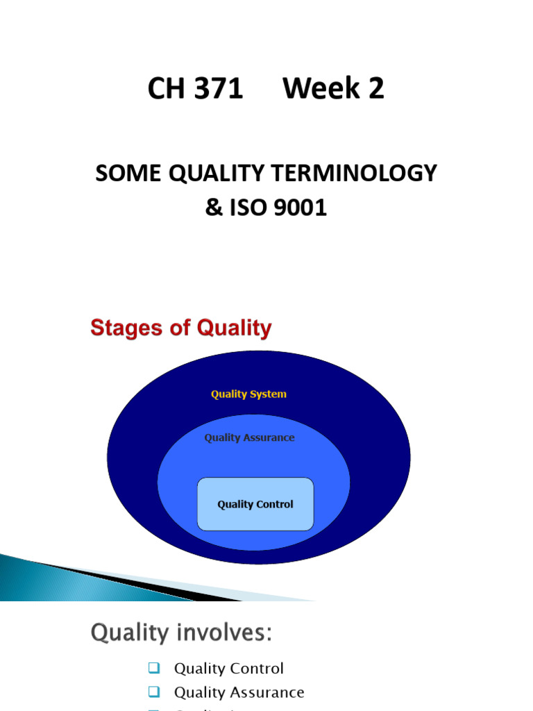 CH371 QA L2 2023 Quality Terminology | PDF | Quality Management System ...
