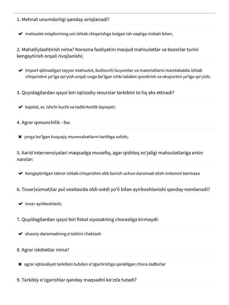 Test - HEMIS Student Axborot Tizimi | PDF