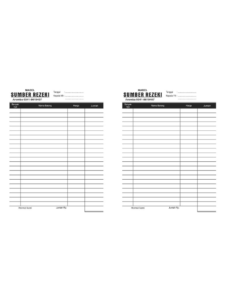 Contoh Nota MEBEL | PDF