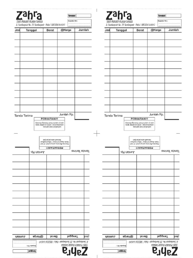 Contoh NOTA Perabot | PDF