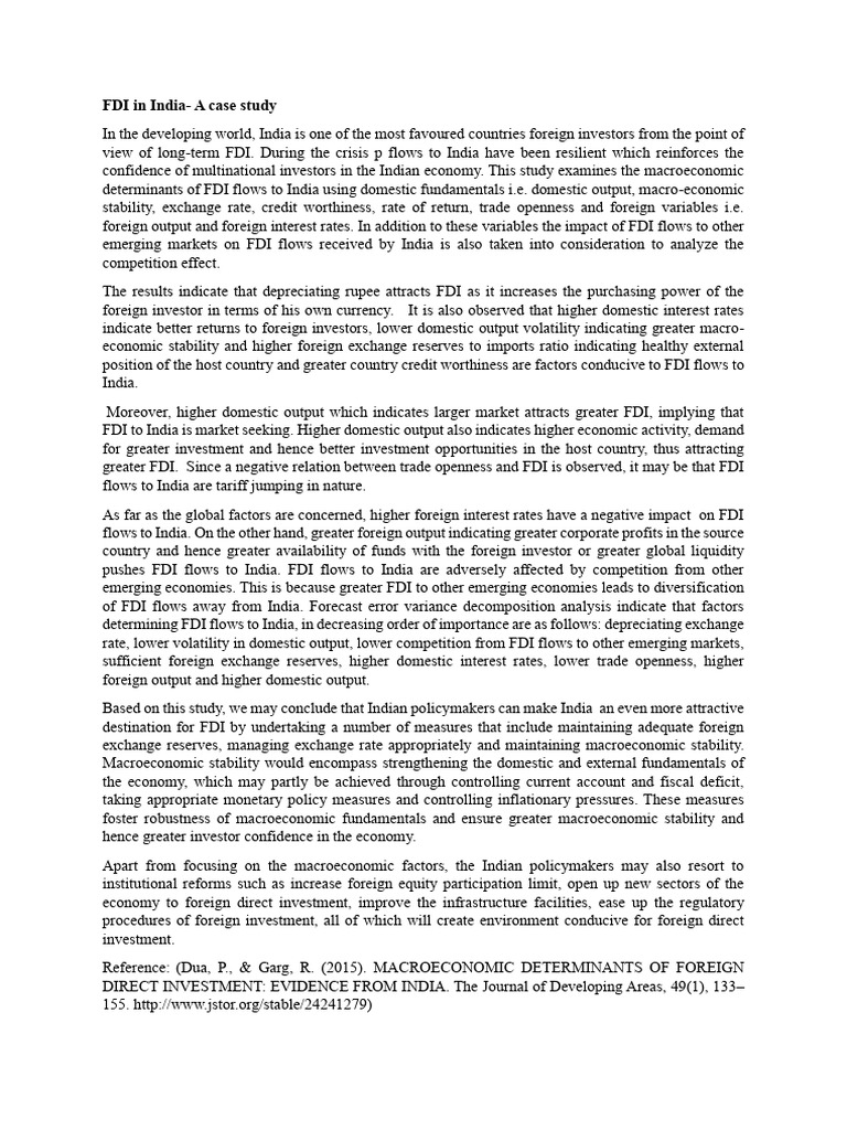 FDI in India (Case study) | PDF | Foreign Direct Investment ... FDI in India (Case study) | PDF | Foreign Direct Investment ...