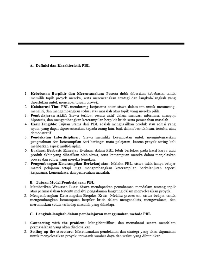 Metode Project Based Learning dalam PBL | PDF