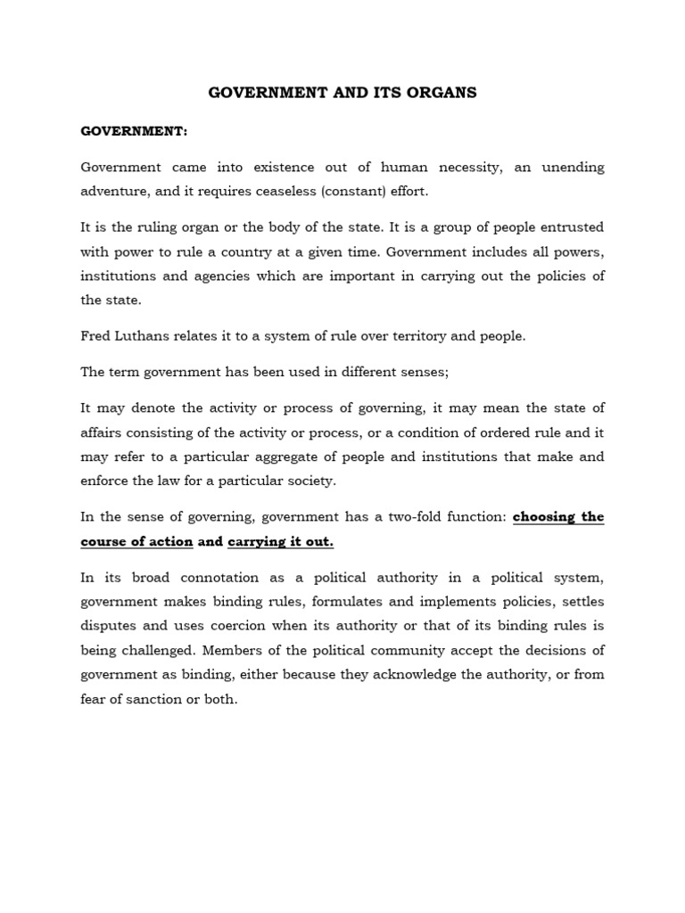 Government and Its Organs | PDF | Parliamentary Immunity | Parliament