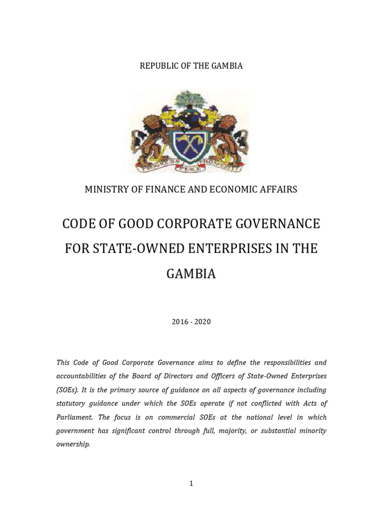 Code of Good Corporate Governance For State Owned Enterprises in The ...