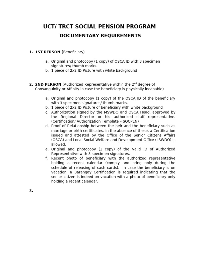 UCT-SOCPEN LIST OF DOCUMENTARY REQUIREMENTS | PDF | Marriage | Kinship ...