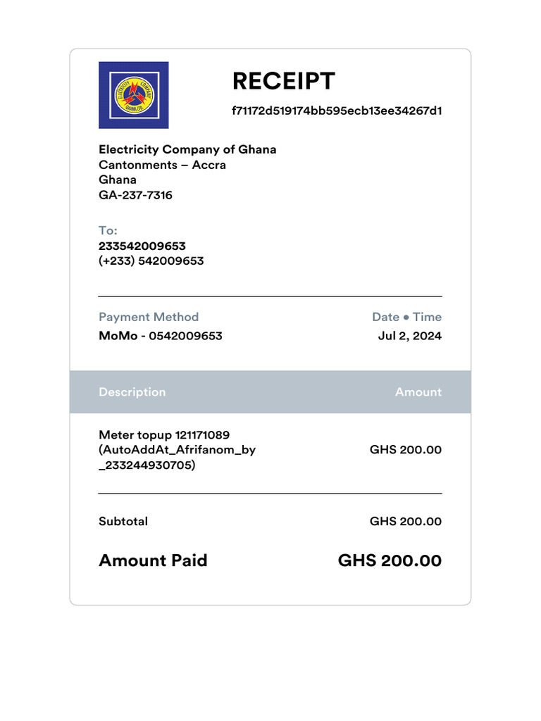 ECG PowerApp Receipt | PDF