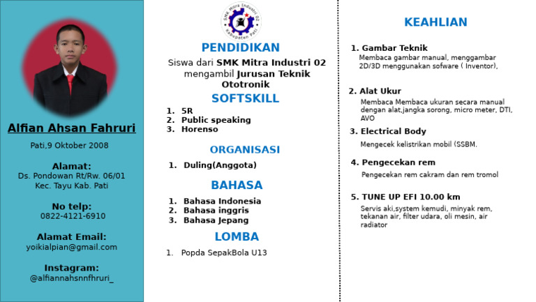 CV Alfian Ahsan Fahruri (1) | PDF