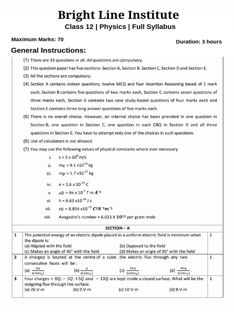 SLTS Phy - Que | PDF