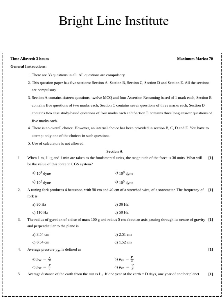 Grade 11 Physics Que | PDF | Mechanics | Quantity