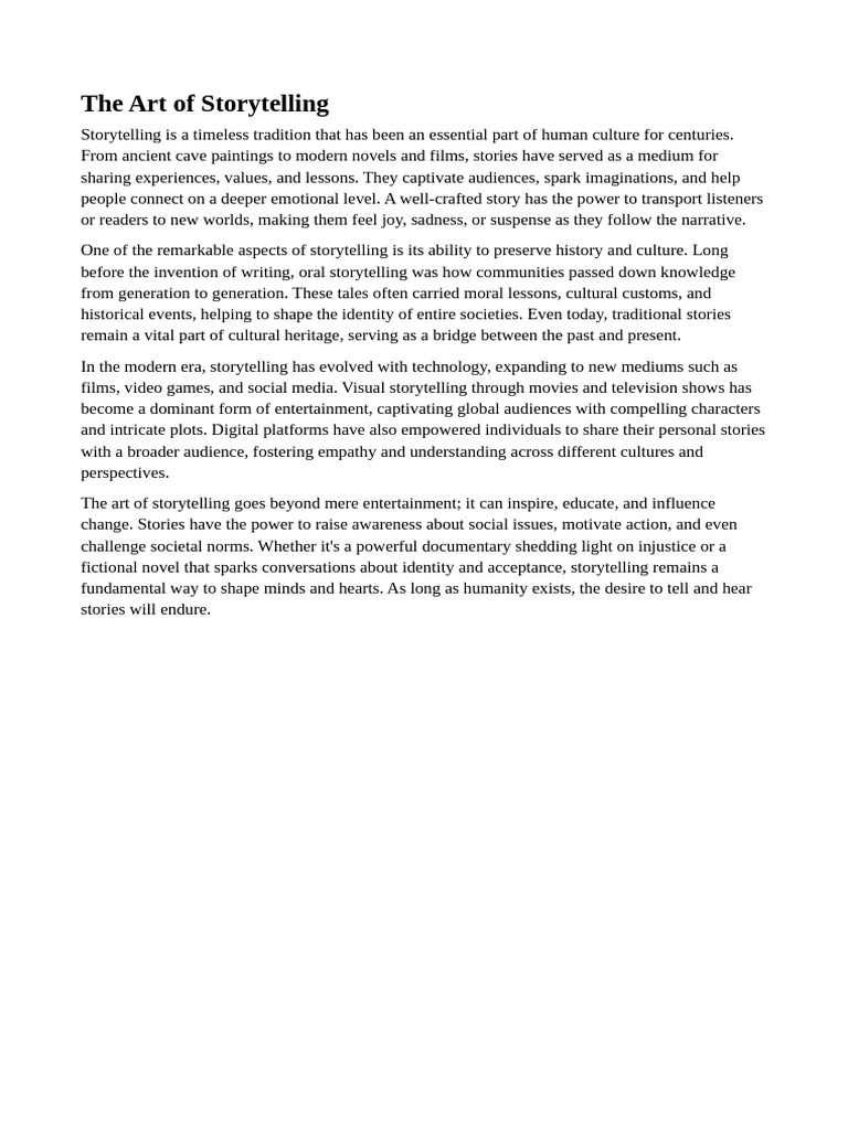 The Art of Storytelling | PDF