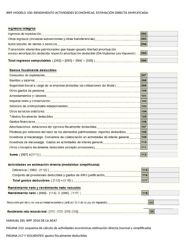 GEFE IRPF RENDIMIENTO ACT ECO MODELO 100 1617 | PDF