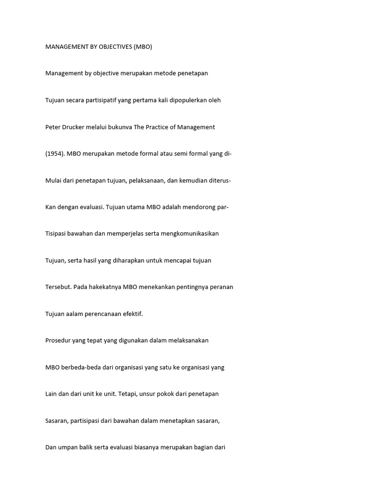 Management by Objectives (Mbo) | PDF