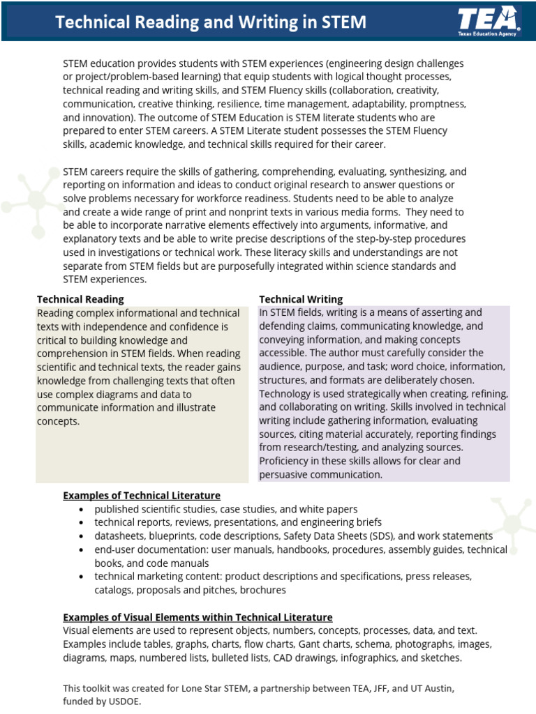 teabrief-technical-reading-and-writing-in-stem | PDF | Literacy ...