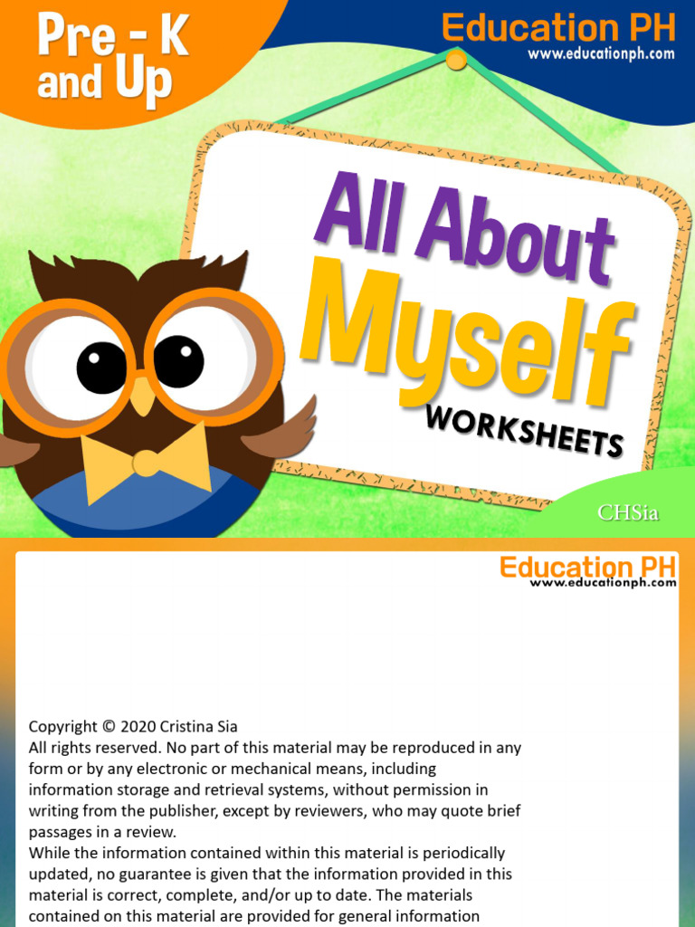 Pre-K and Up All About Myself Worksheet by Education PH | PDF