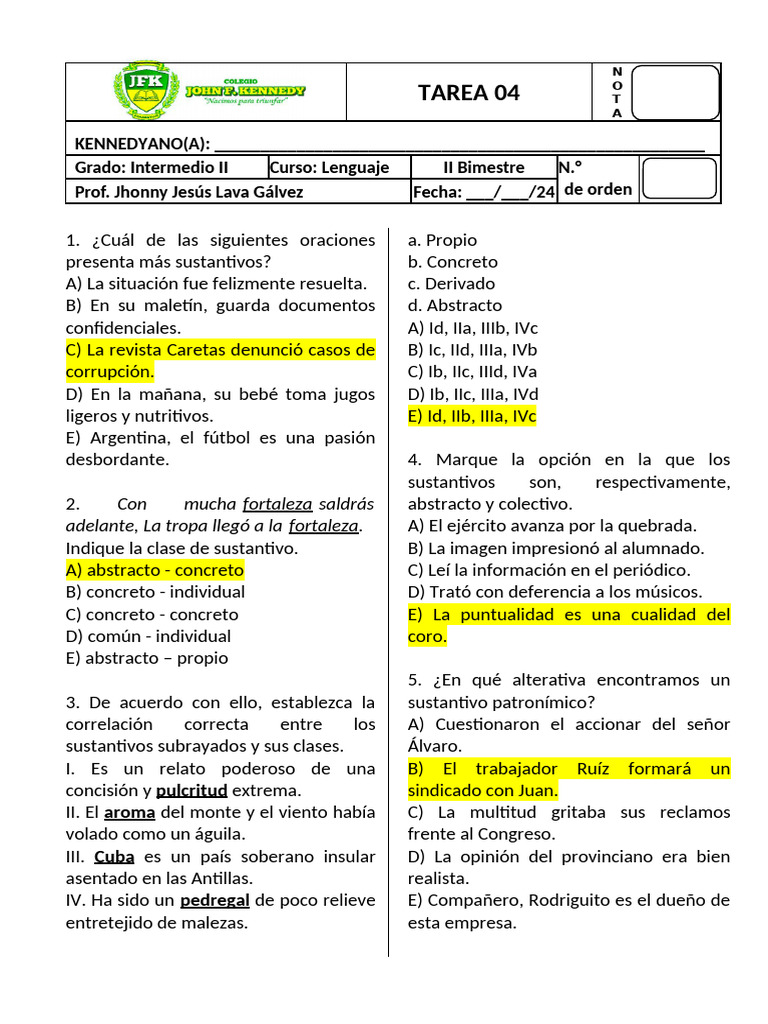 Tarea 04 - Lenguaje - Intermedio II | PDF