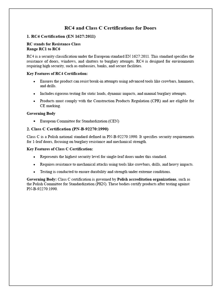 RC4 Certification for High-Security Doors | PDF
