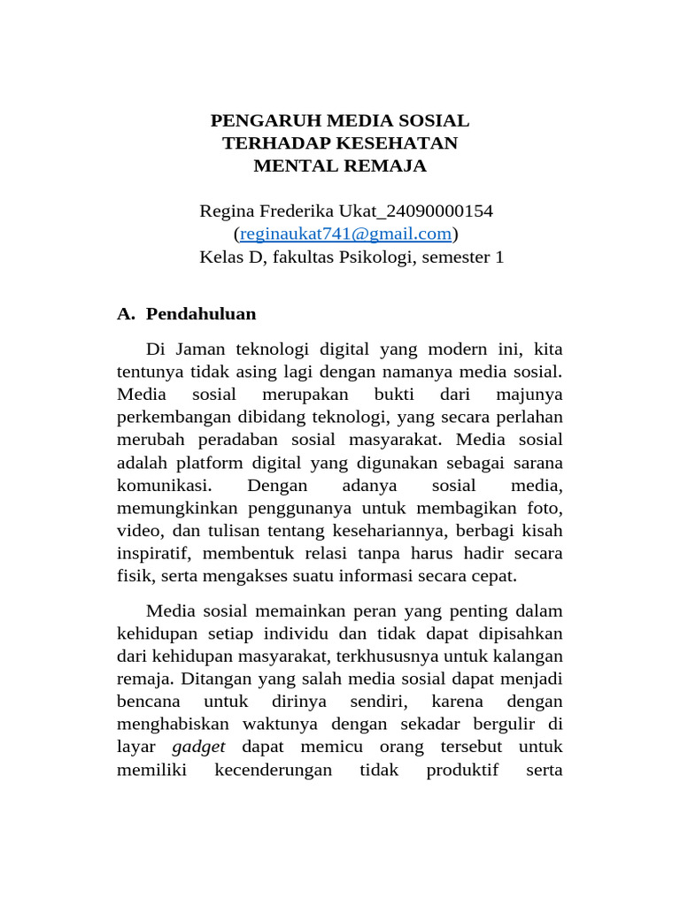 Pengaruh media sosial terhadap remaja | PDF