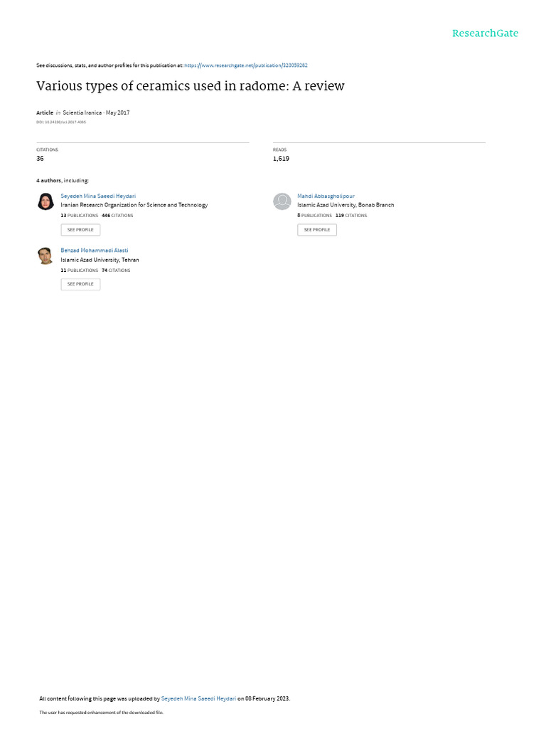 Various Types of Ceramics Used in Radome A Review | PDF | Sintering ...