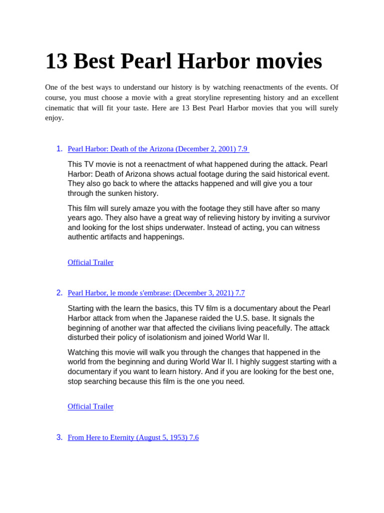 X Best Pearl Harbor Movies | PDF | Naval Warfare