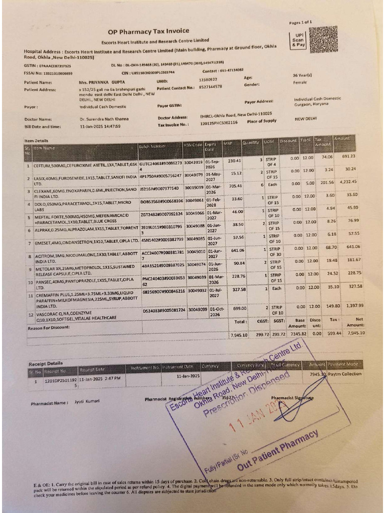 Medicine Bill | PDF