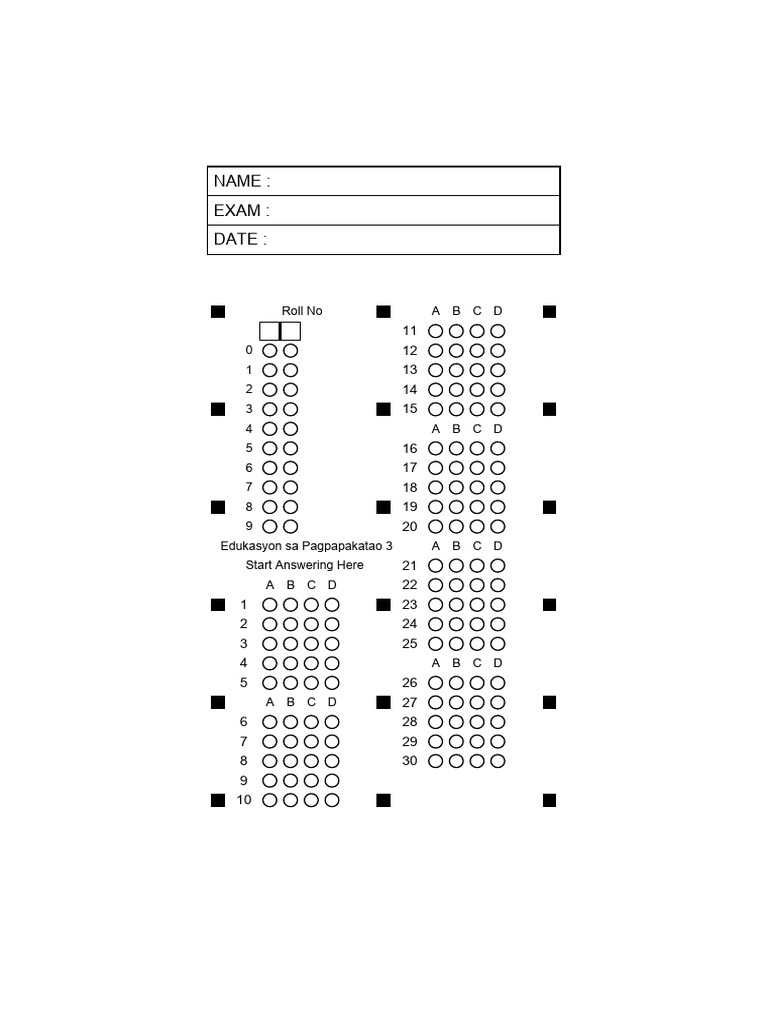 6747383 3rd Periodical Examination Answersheet | PDF