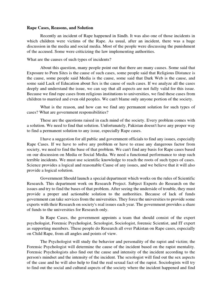 Rape Cases Reasons and Solution | PDF | Rape | Science