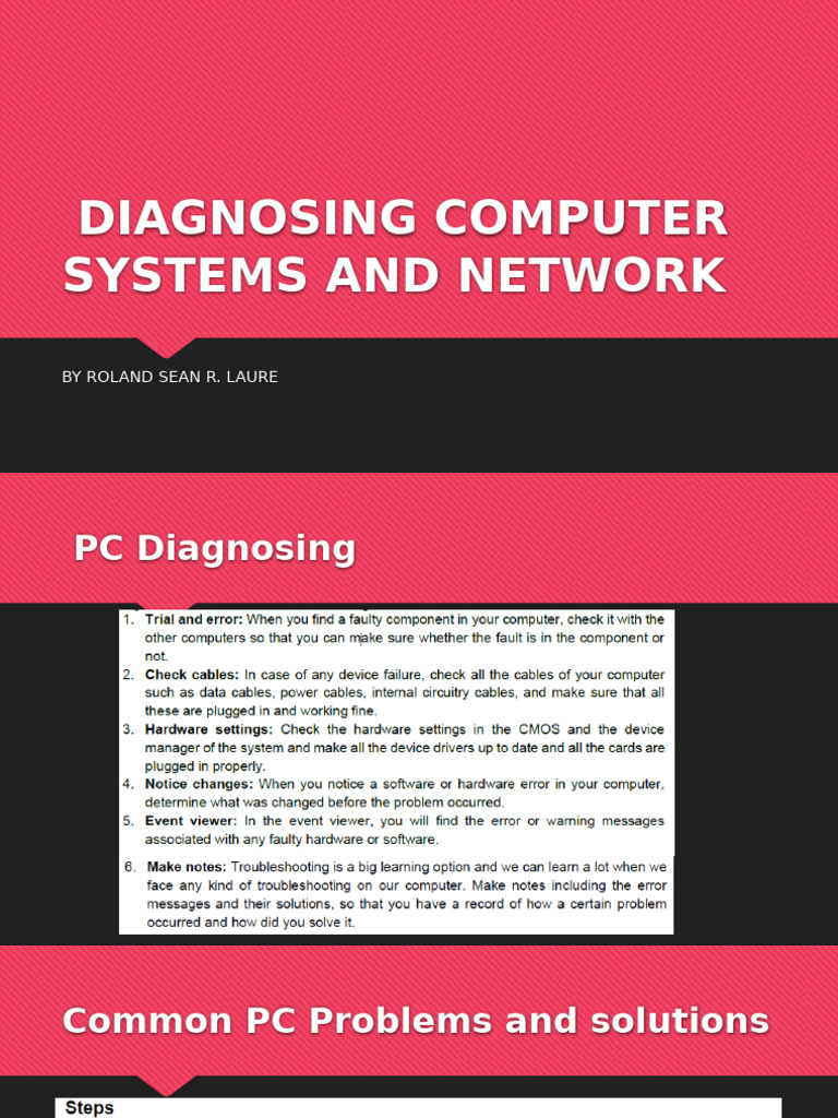 Lesson 6 Diagnosing Computer Systems and Network | PDF