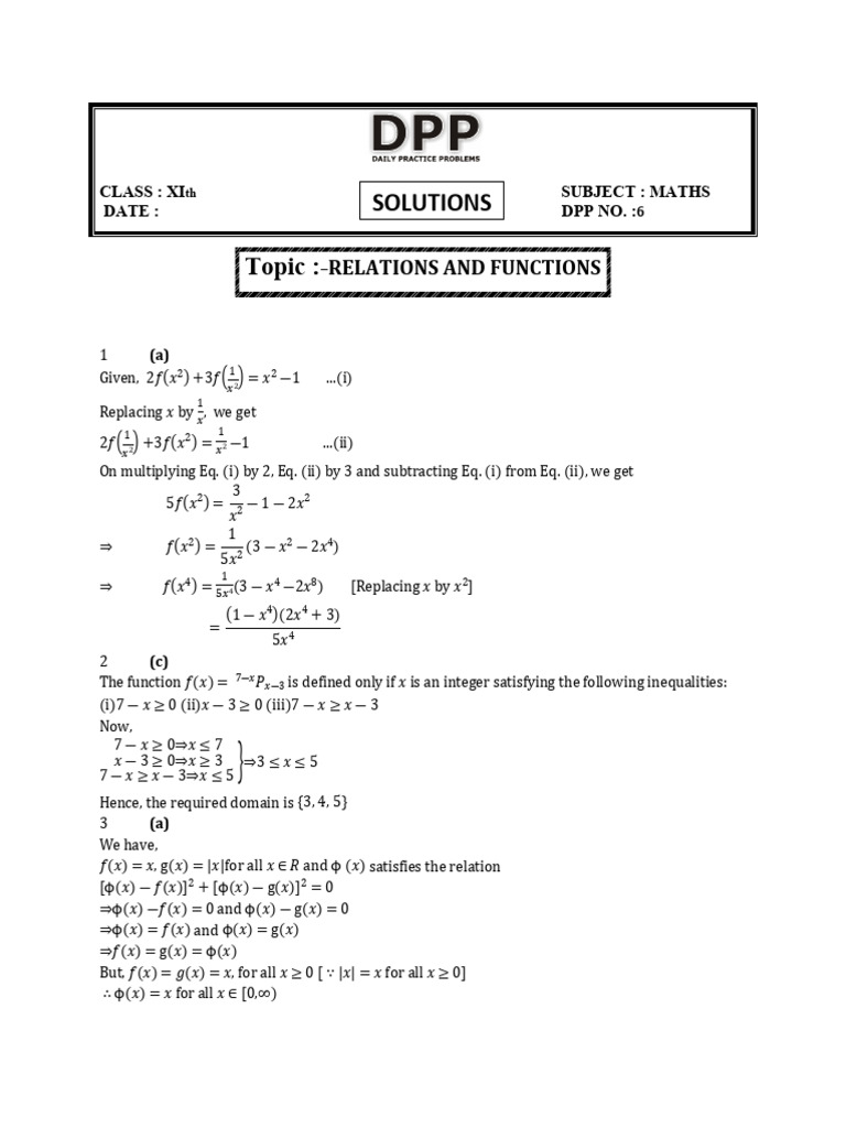 Class XI Maths DPP Solutions | PDF | Inequality (Mathematics) | Arithmetic