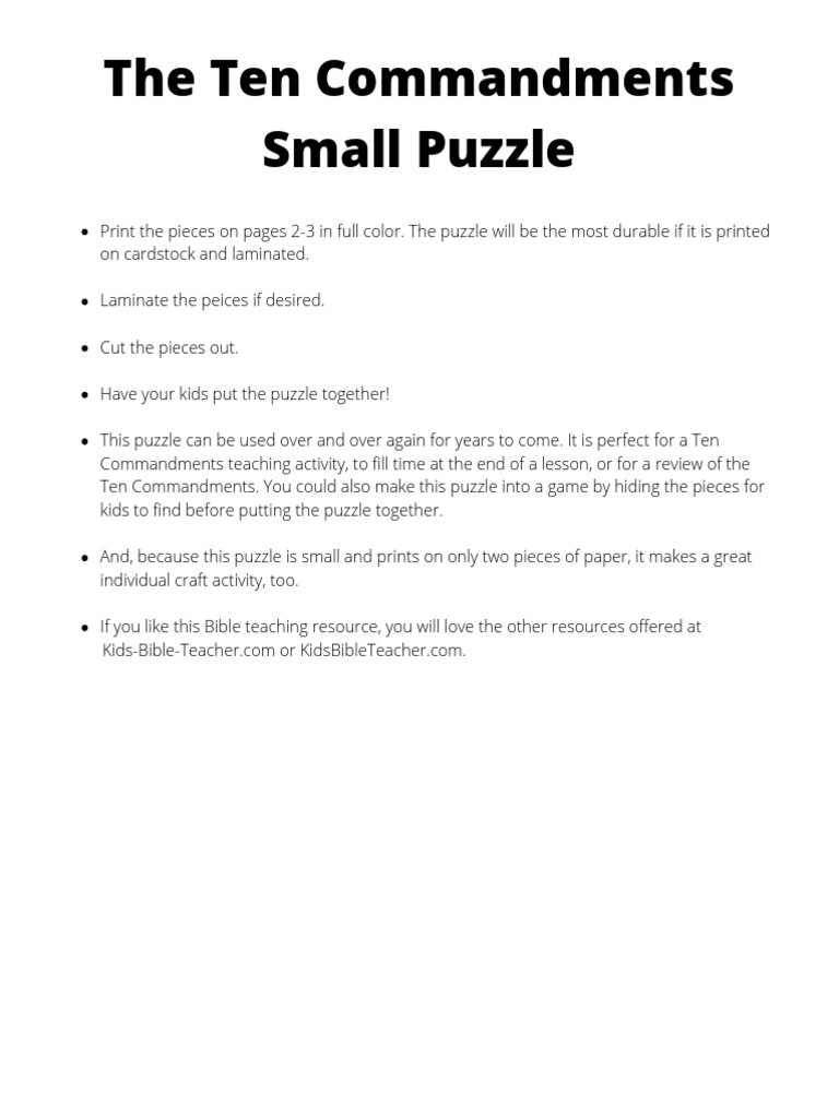 Ten Commandments Small Puzzle BW | PDF