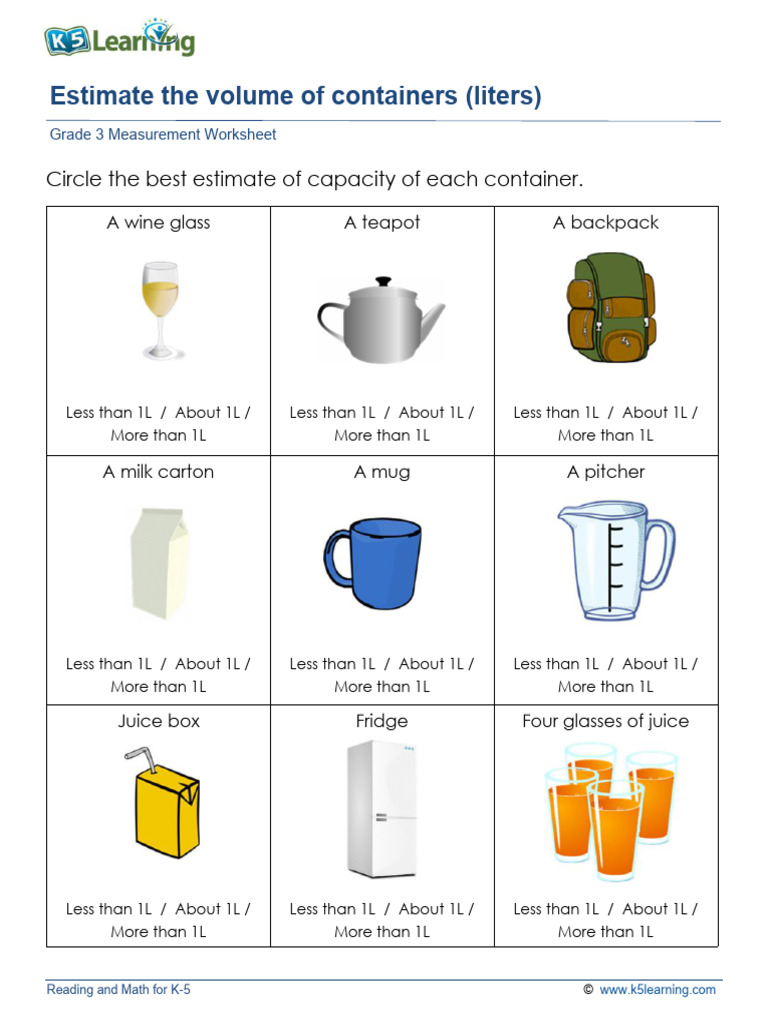 Grade 3 Measurement Units of Capacity Metric A | PDF