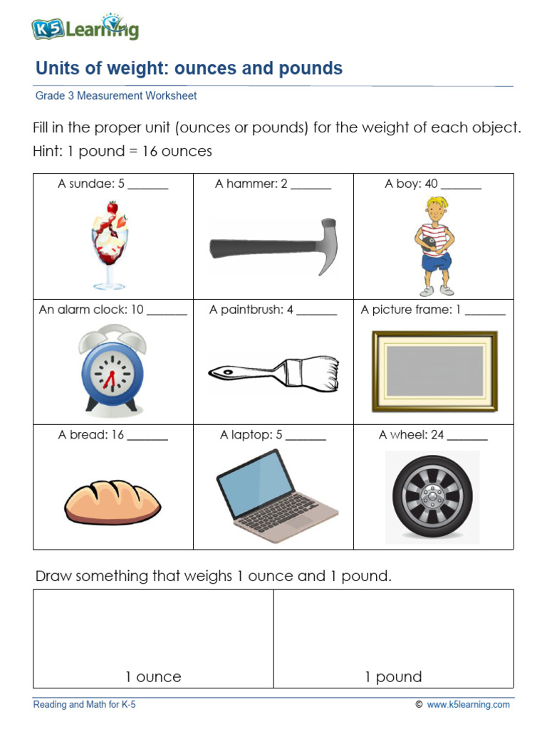 Grade 3 Measurement Units of Weight A | PDF