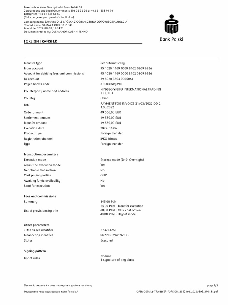 Payment Conformation PKO Bank Polska | PDF | Payments | Economies